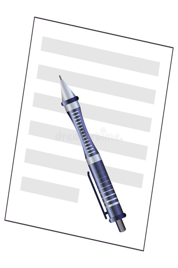 A Lined Document with a Blue Pen Stock Illustration - Illustration of ...