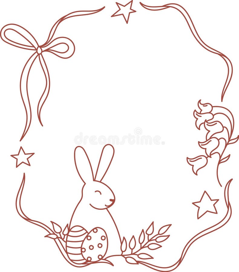Lined Easter Vintage Frame with Rabbit Stock Vector - Illustration of ...