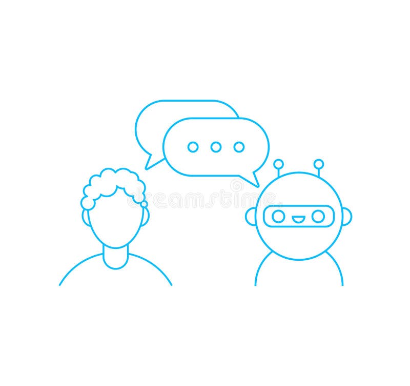Lined Icon of Customer Chat Bot Support. Talk with Chatbot. Chatbot ...
