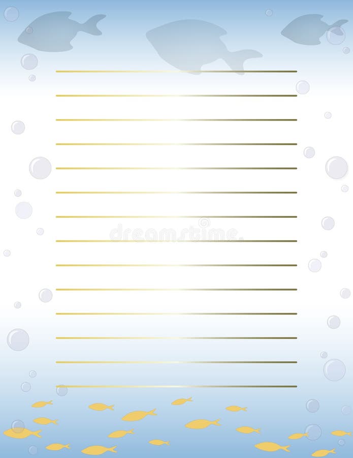 Lined Letter Paper Page for Writing in Underwater Design with Floating ...