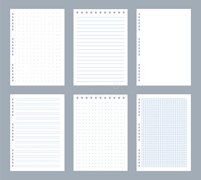 Lined Note Pages. Diary and Notepad. Copybook Checkered or Dotted ...