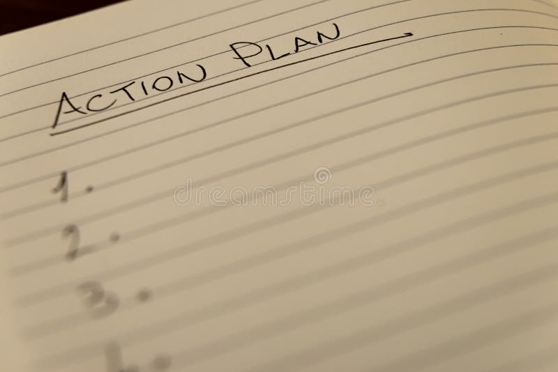 Lined Notebook Page with the Words `Action Plan` Stock Image - Image of ...