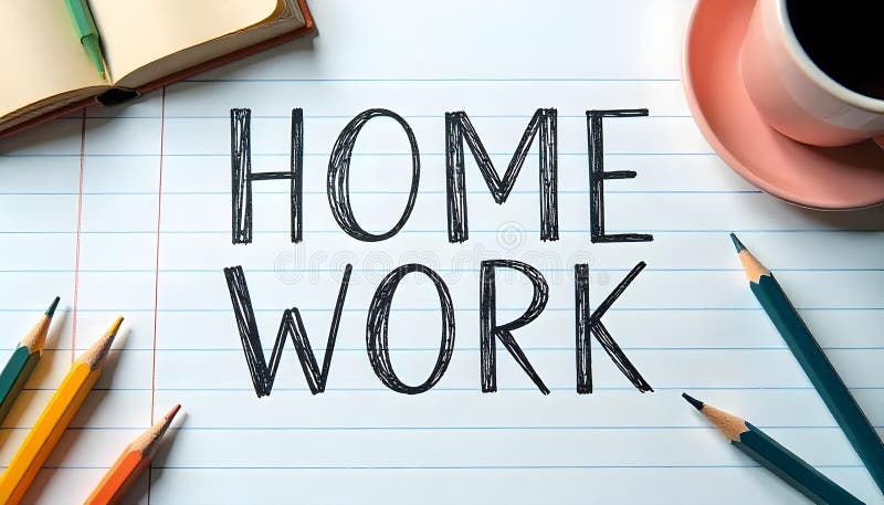 Study Vibes, HOME WORK in Notebook Style Stock Illustration ...