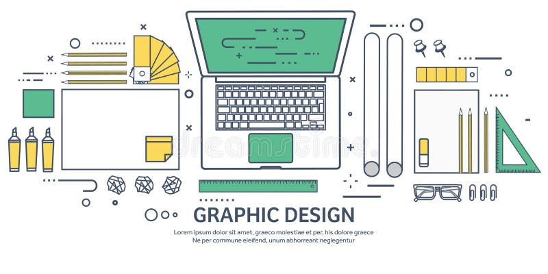 Lined, Ouline Flat Graphic Web Design. Drawing and Painting ...