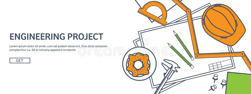 Lined, Outline Vector Illustration. Engineering and Architecture ...