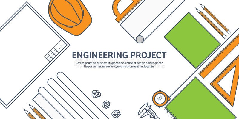 Lined, Outline Vector Illustration. Engineering and Architecture ...