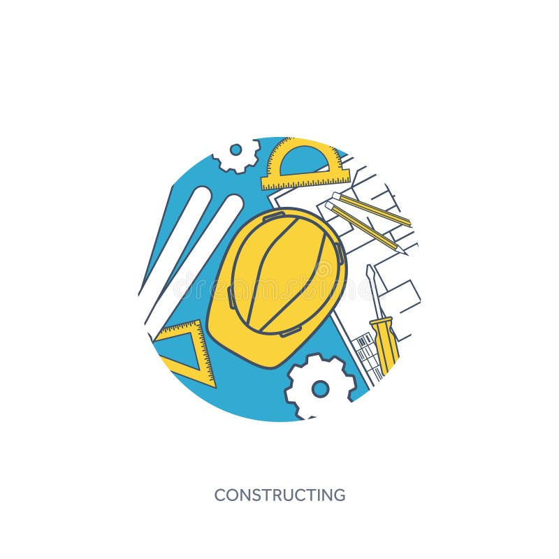 Lined, Outline Vector Illustration. Engineering and Architecture ...