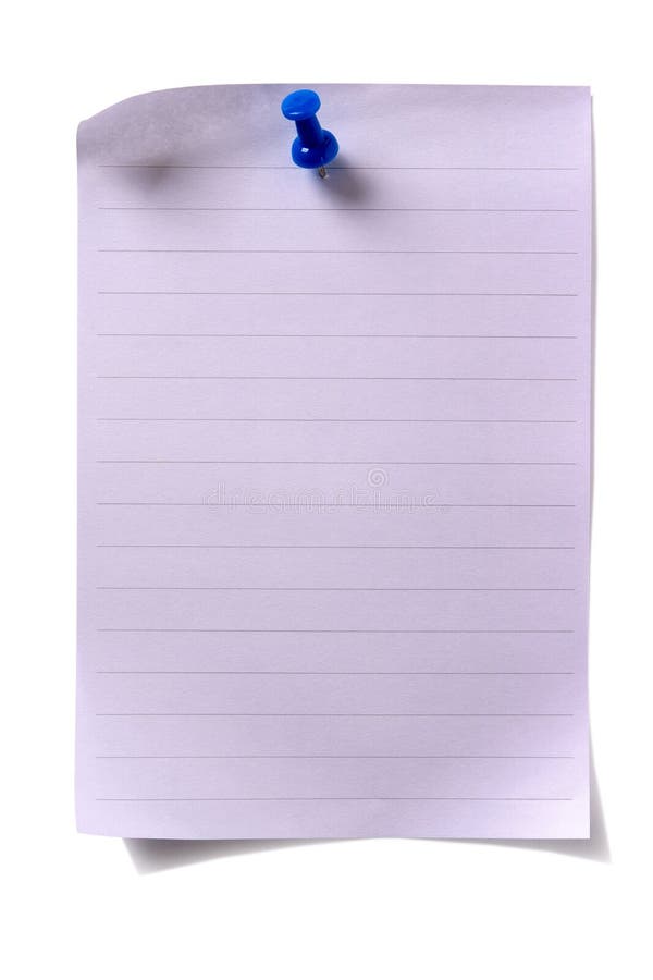 Lined Paper Notepad Page Sheet Pushpin Isolated White Background Stock ...