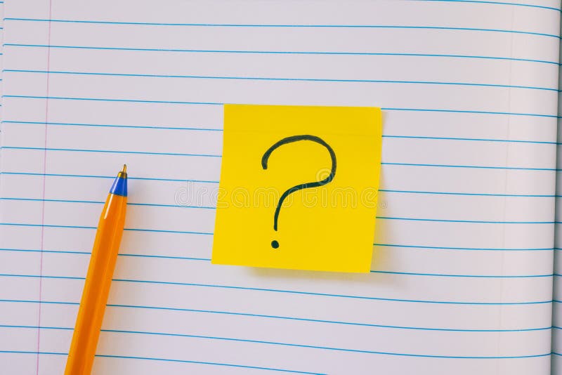 Lined Paper Notepad with Question Mark and Pen Stock Photo - Image of ...