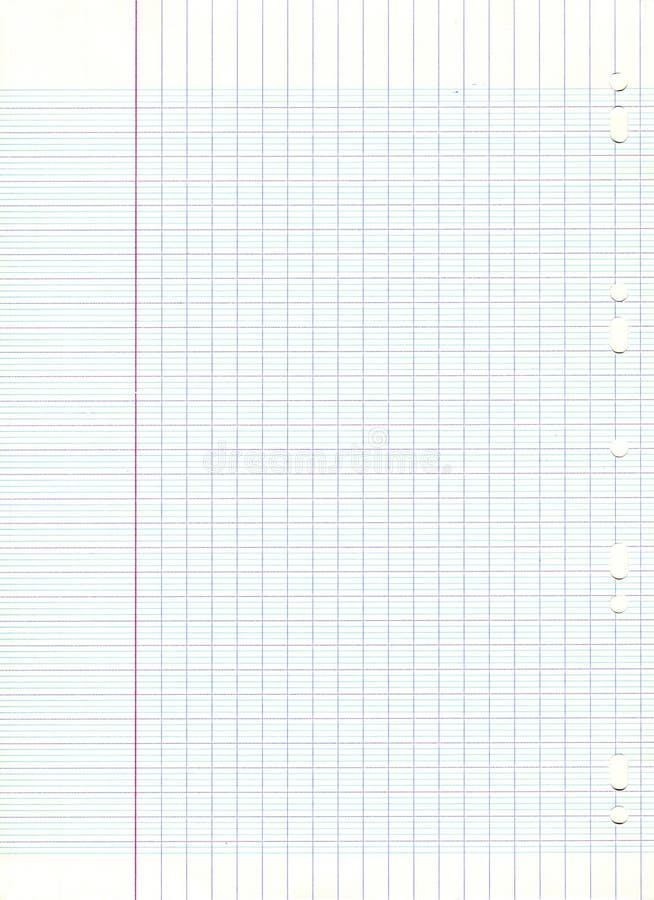 Lined School Sheet of Paper Stock Image - Image of holed, education ...