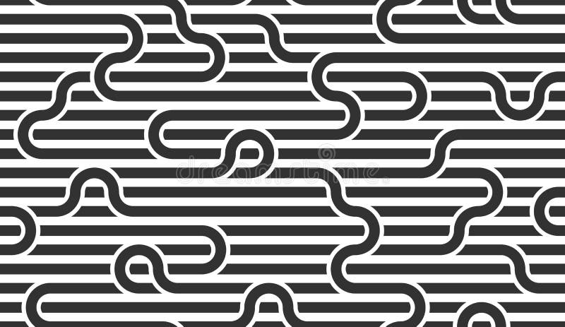 Lined Seamless Vector Pattern with Twisted Lines, Geometric Abstract ...