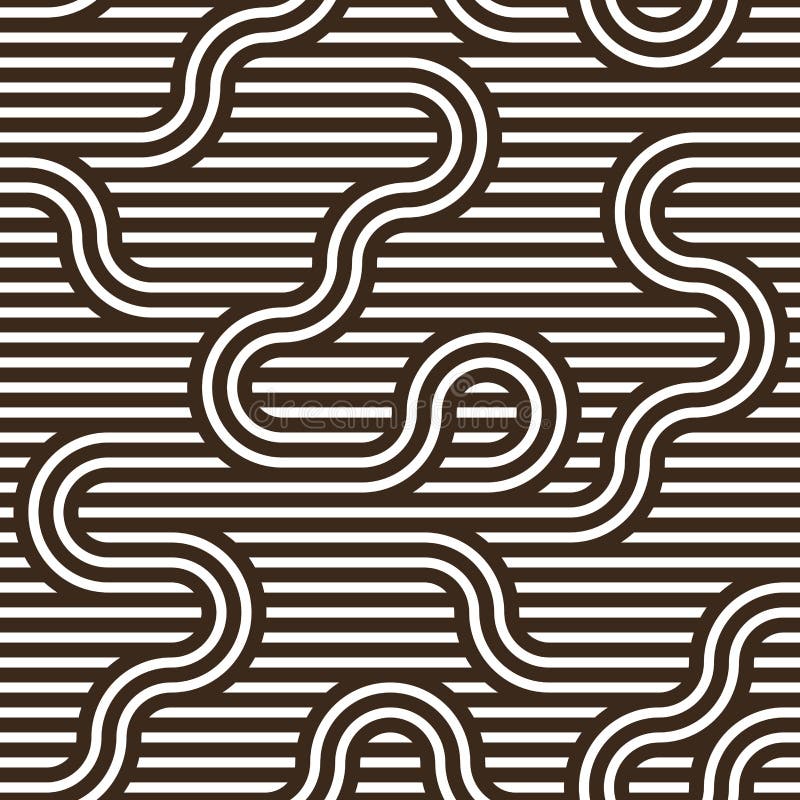 Lined Seamless Vector Pattern with Twisted Lines, Geometric Abstract ...