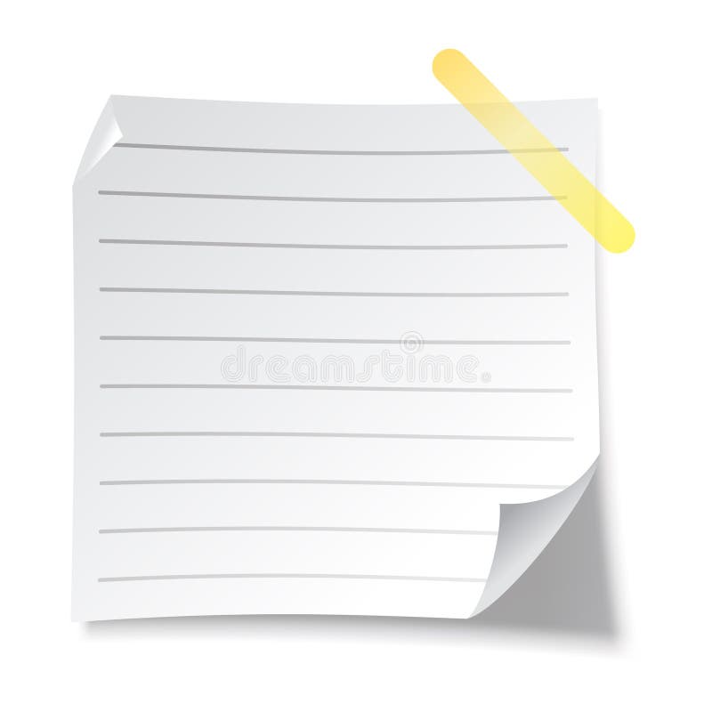 Lined Sticky Note. Blank Note Paper Sheet. Information Reminder ...