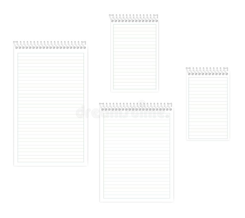Lined Wire Bound Note Books - Set of US Paper Formats Stock Vector ...