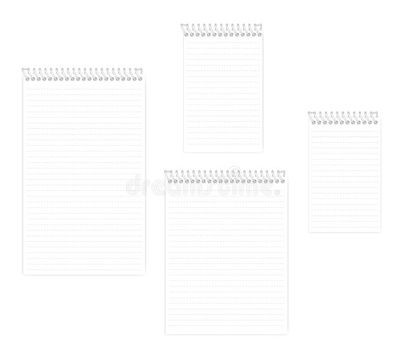 Lined Wire Spiral Notepads - Set of US Paper Formats Stock Vector ...