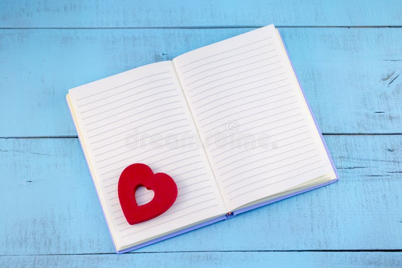 Lined Writing Pad with Red Heart Stock Photo - Image of clean, holiday ...