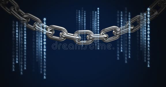 Linee Binarie Di Numero Di Codice Sopra La Catena Illustrazione di ...