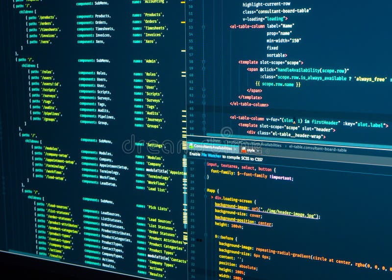 Codice Dello Script Del Computer Linee Di HTML E Di Codice Di Css ...