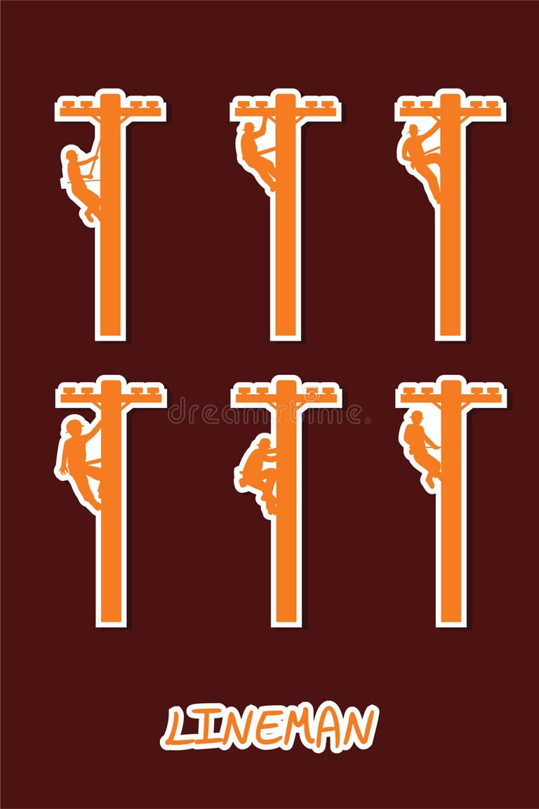 Power Lineman People Silhouette Set Stock Illustrations – 1 Power ...