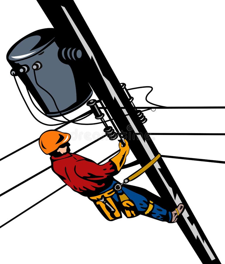 Lineman working stock vector. Illustration of repairman - 4956360