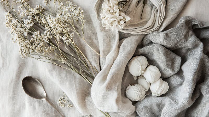 Linen and Cotton Textures Displayed on a Soft-colored Table. Stock ...