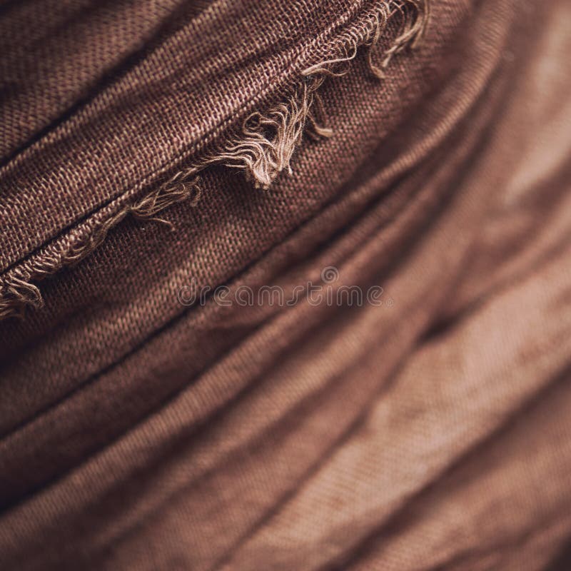 Linen Crumpled Crease Brown Background. Close Up Stock Photo - Image of ...