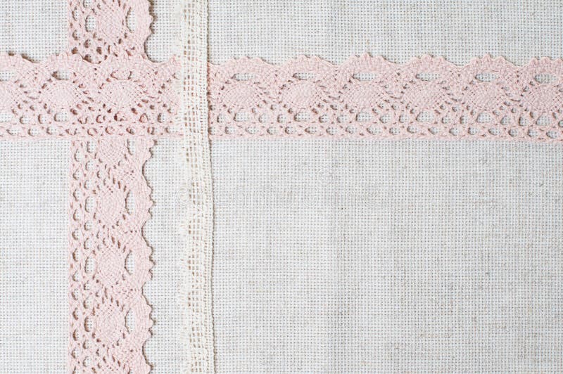 Linen Fabric and Handmade Lace Stock Image - Image of brown, blank ...