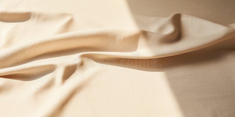 Linen Fabric with Morning Sun Light, Beige Folded Bed Sheets. Natural ...