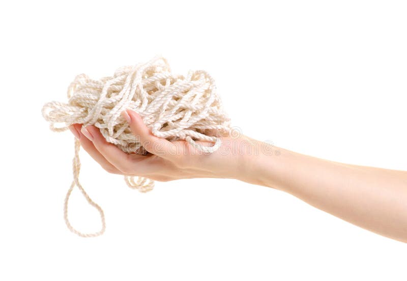 Linen rope in hand stock image. Image of border, equipment - 119682085