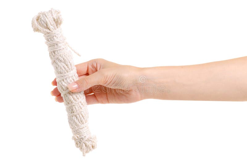 Linen rope in hand stock image. Image of natural, border - 119785153