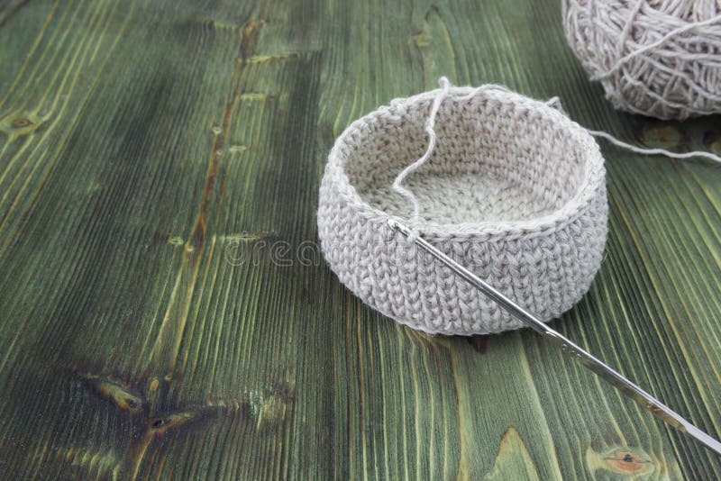 Linen Rustic Crochet Box and Crochet Hook. Natural Crochet Textile ...