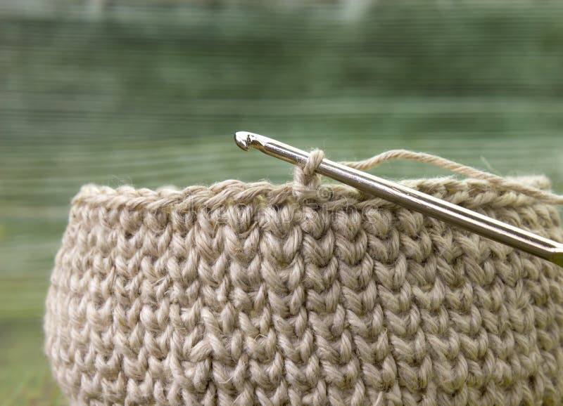 Linen Rustic Crochet Box and Crochet Hook. Natural Crochet Textile ...