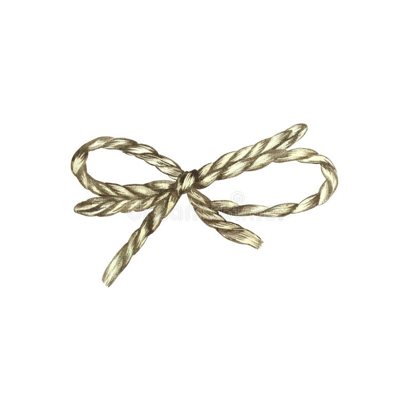 Linen Thread Tying a Bow. Watercolor Illustration. Isolate on White ...