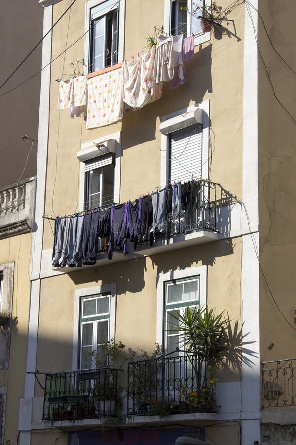 Linen To Dry on the Balcony Stock Photo - Image of buildings ...