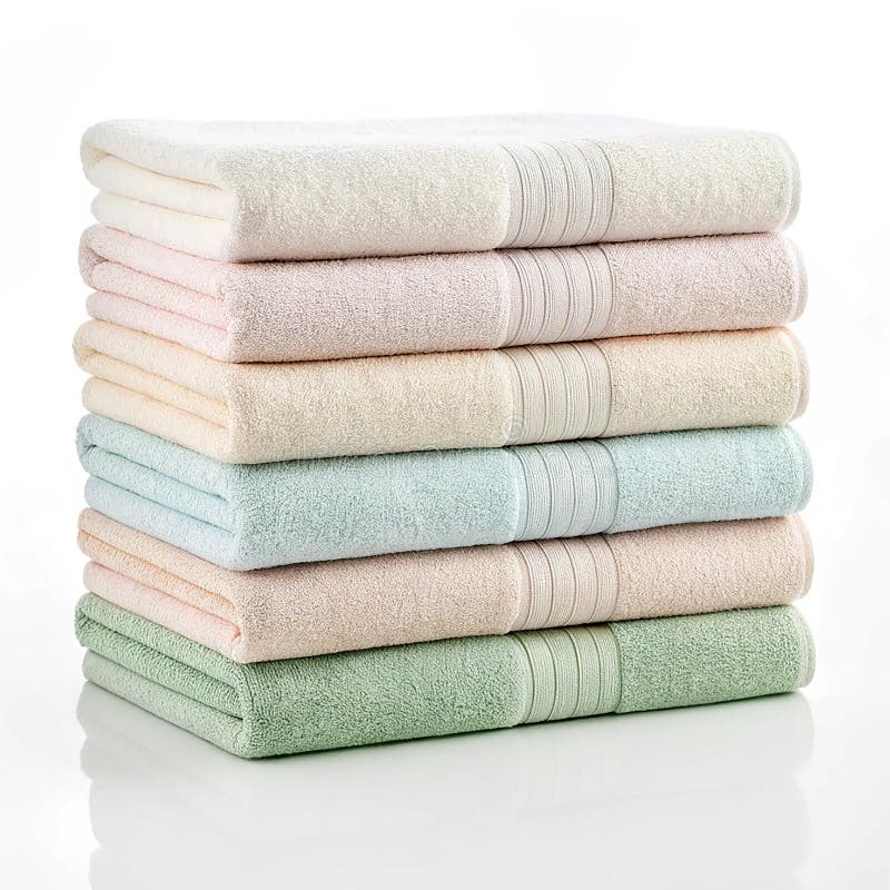 Linen Towels Stack in Pastel Colors on White Background Stock ...