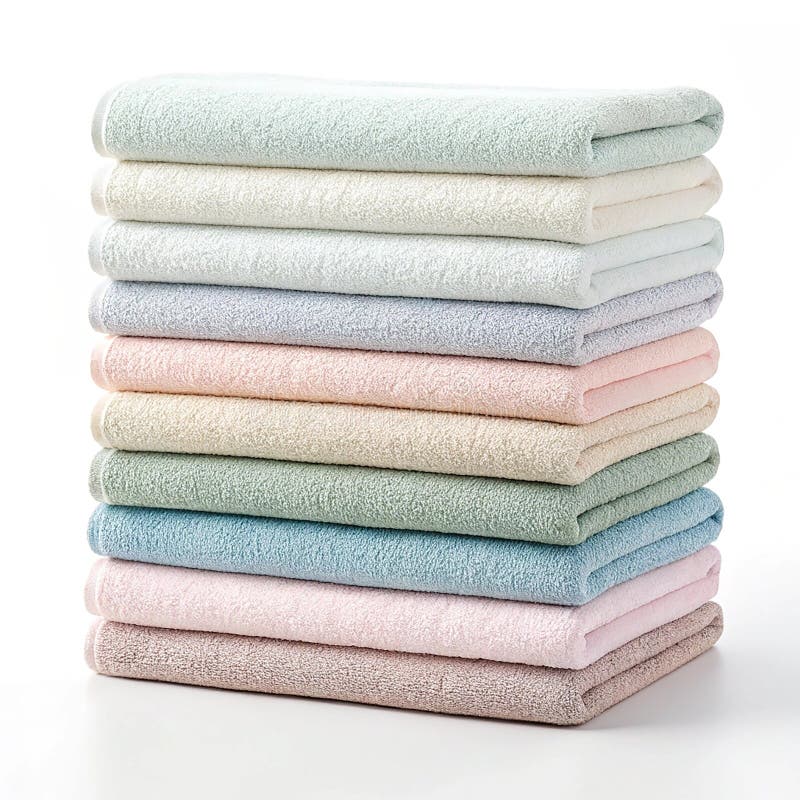 Linen Towels Stack in Pastel Colors on White Background Stock ...