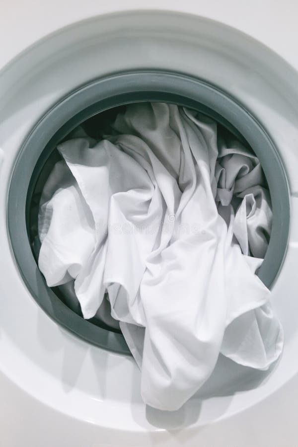 Linen in the Washing Machine Stock Image - Image of interior, cleaning ...