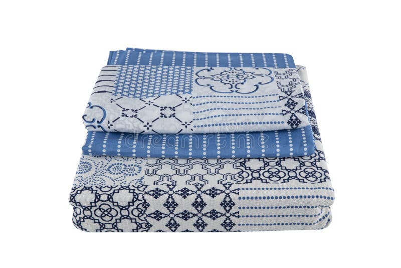 Linens Set. Bedding Set Isolated on White. Set with Stacks of Clean Bed ...