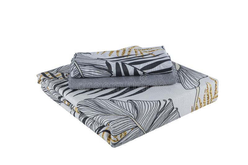 Linens Set. Bedding Set Isolated on White. Set with Stacks of Clean Bed ...