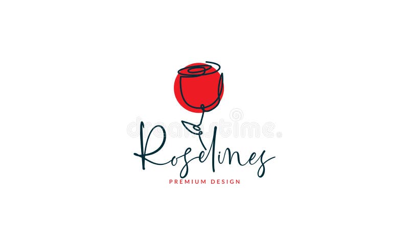 Lines Beautiful Rose Red Simple Logo Vector Symbol Icon Illustration ...