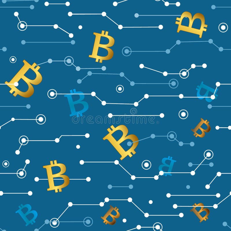 Lines and Bitcoins Seamless Pattern. Vector Illustration, Cryptocurrency Financial Items. Stock ...