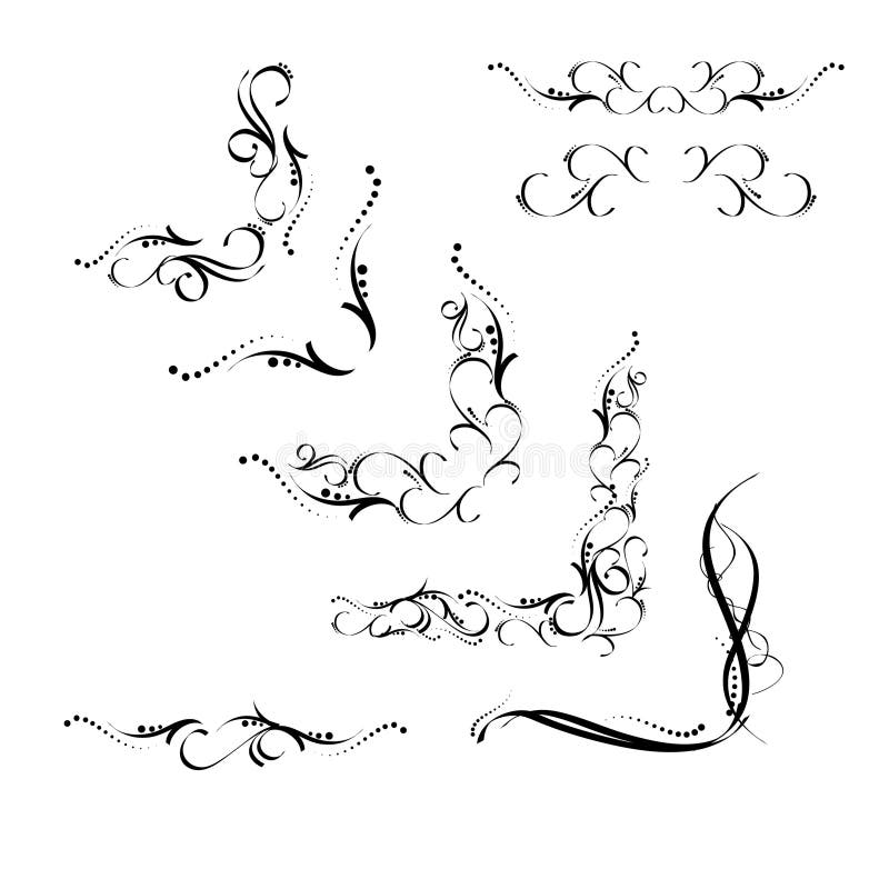 Lines, Borders, Swirls and Divider in Retro Classic Style. Stock Vector ...