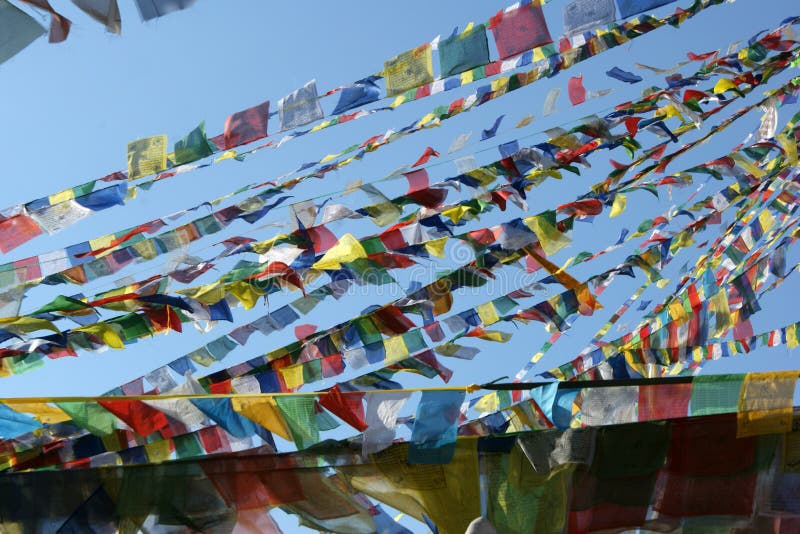 Lines with Buddhist flags stock photo. Image of nepal - 53549226