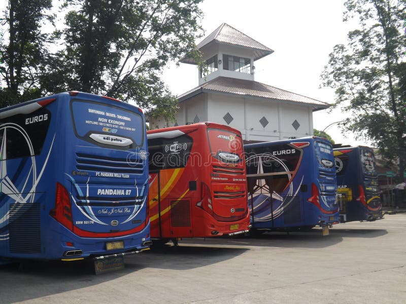 Lines of Buses at the Terminal Waiting for Passengers it Goes Up ...