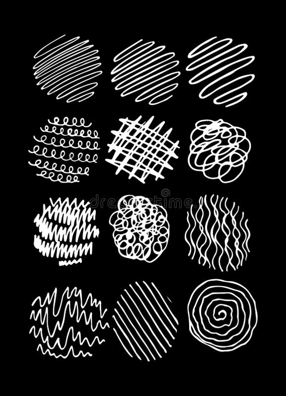 Lines of Circles Hand-drawn Set. Doodle Circles for Design Elements ...