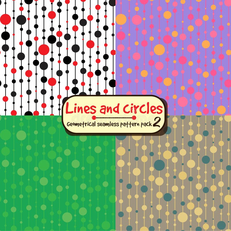 Lines and Circles Vertical Seamless Pattern Pack with Different Color ...
