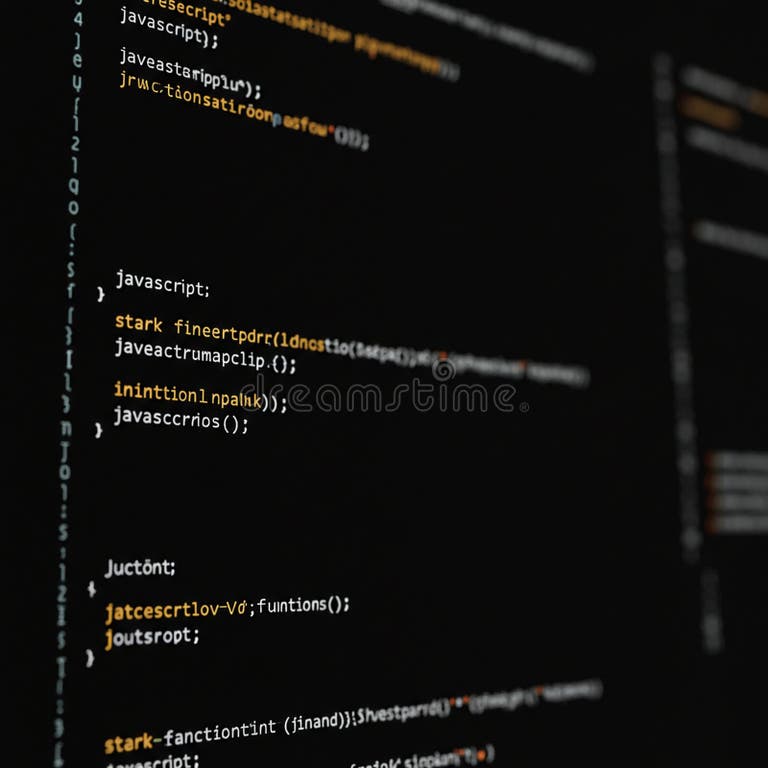 Lines of Code are Displayed on a Dark Computer Screen. the Text Appears To Be Written Stock ...