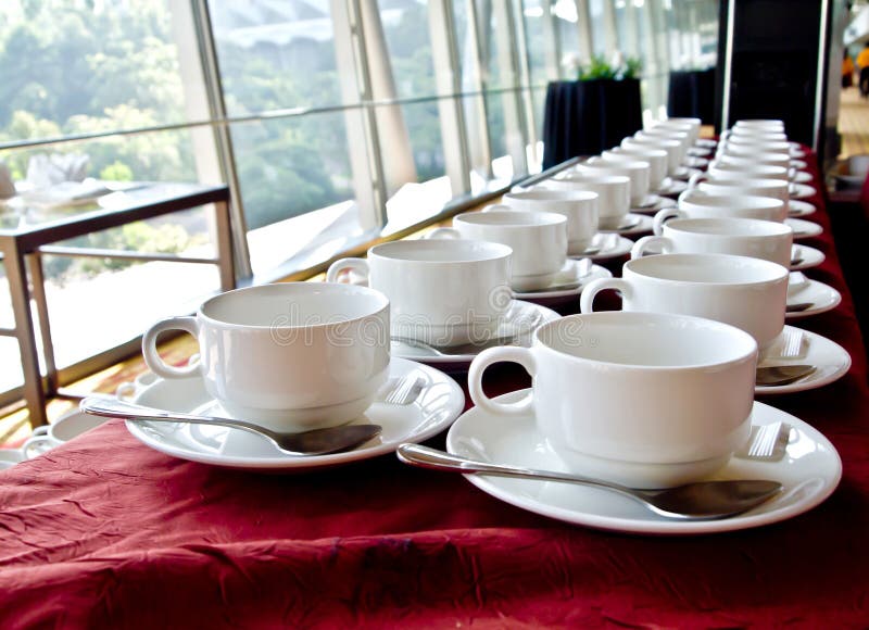 Lines of coffee cups stock photo. Image of group, conference - 22143136