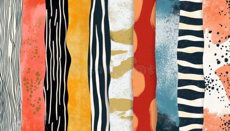 Lines of Color Create a Vibrant Modern Artistic Stripes Collage Pattern ...