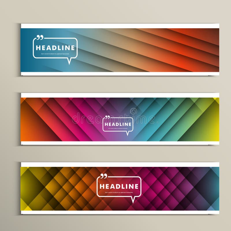 Lines on a Colored Background. Set Vector Banners Stock Vector ...
